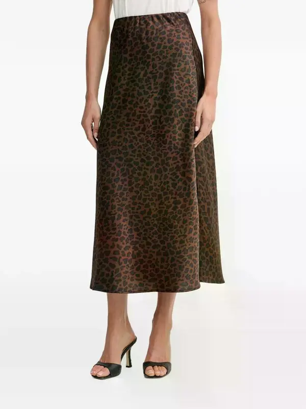 MORGAN Leopard-print Side-slit Skirt