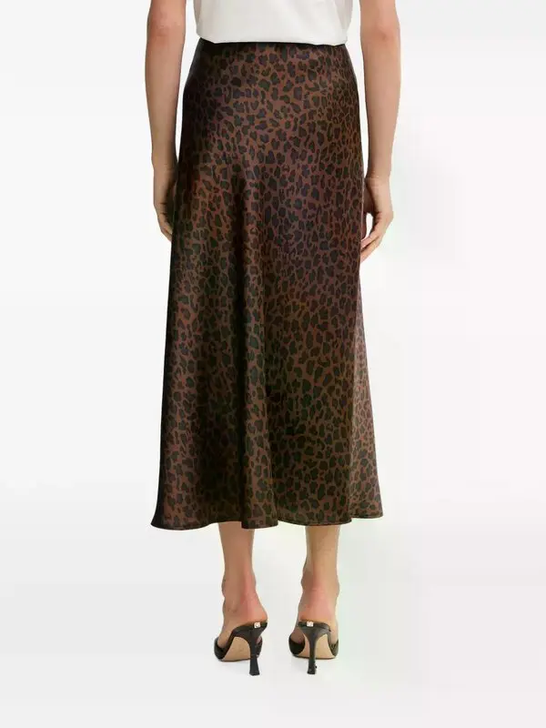MORGAN Leopard-print Side-slit Skirt