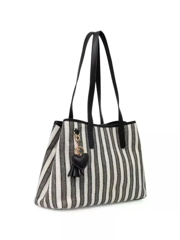 MORGAN Striped Heart-charm Tote Bag
