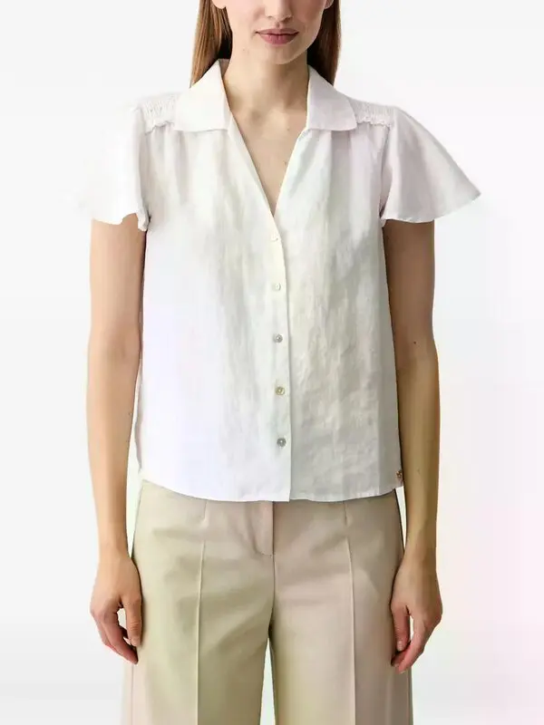 PEDRO DEL HIERRO Shirred Flutter-sleeve Shirt - White