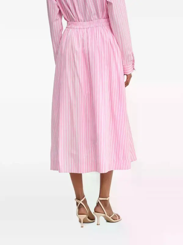 MORGAN Striped Broderie-anglaise Midi Skirt