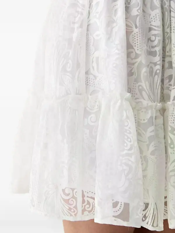 MORGAN Lace-patterned Ruffled Mini Skirt