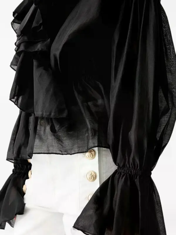 VICOLO Ruffled V-neck Blouse