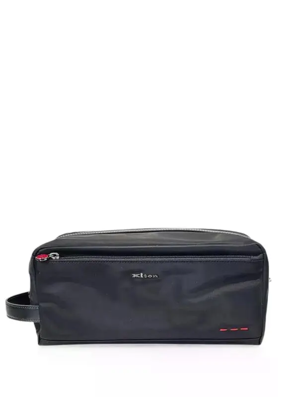 Kiton Leather-trim Toiletry Bag - Black