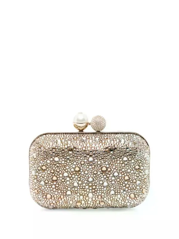 JIMMY CHOO Crystal-embellished Pearl-detail Clutch Bag - Gold