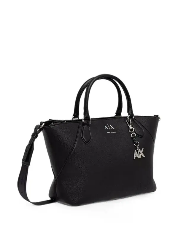 Armani Exchange Grained Tote Bag With Logo Charm