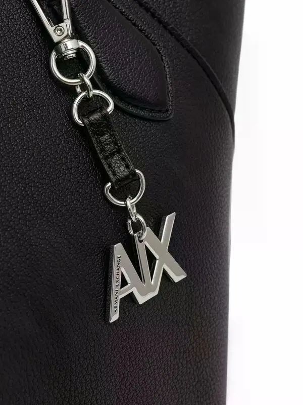Armani Exchange Grained Tote Bag With Logo Charm
