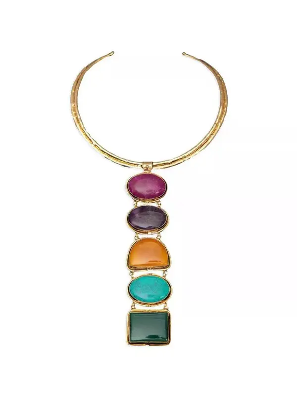 Sylvia Toledano Gemstone Embellished Collar Necklace - Gold