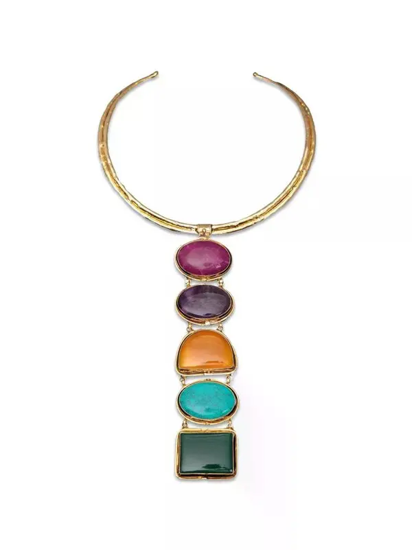 Sylvia Toledano Gemstone Embellished Collar Necklace - Gold