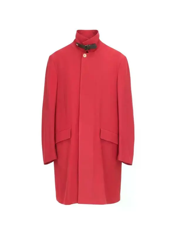Isaia Buckle-collar Flap-pocket Coat - Red