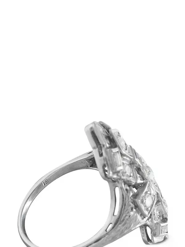 LB EXCLUSIVE Art Deco Diamond And Sapphire Ring In 18k White Gold