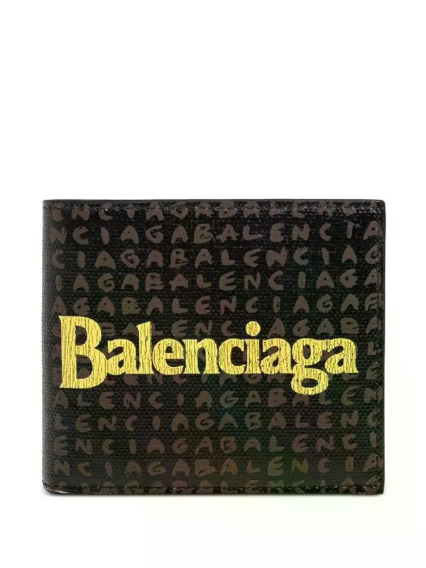 Balenciaga Logo-print Bi-fold Wallet - Black