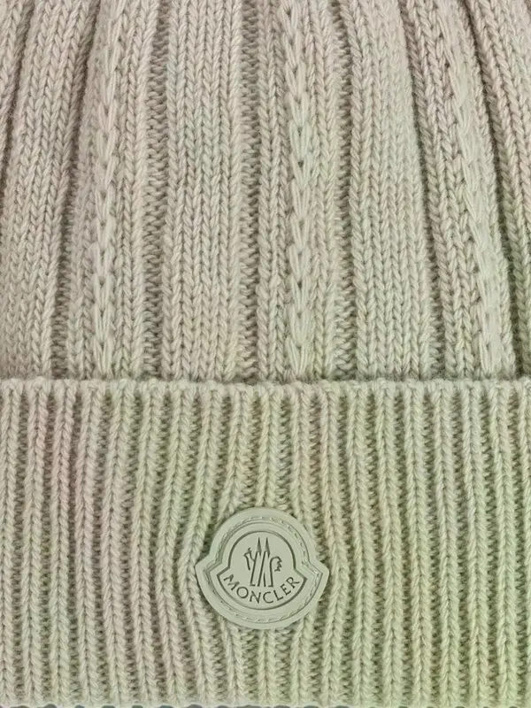 Moncler Logo-patch Ribbed-knit Beanie Hat