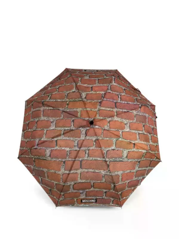 Moschino Brick-print Folding Umbrella