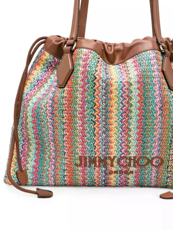 JIMMY CHOO Zigzag-knit Drawstring Tote Bag
