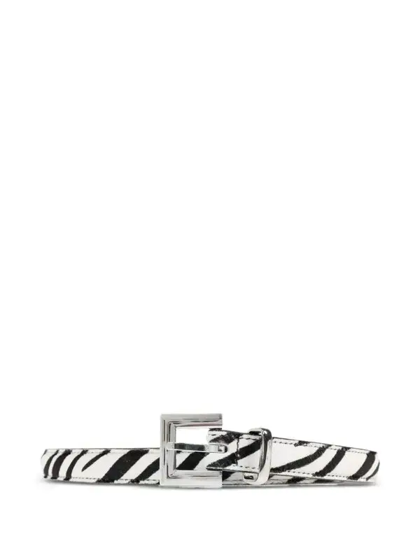 ANINE BING Nicola Zebra-print Belt - White