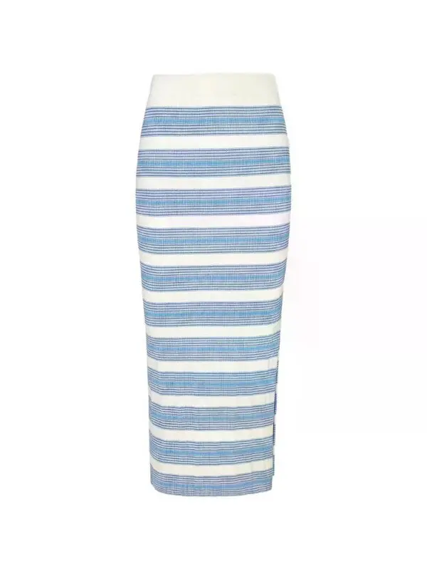 HEVRON Horizontal-stripe Ribbed-knit Skirt - Blue