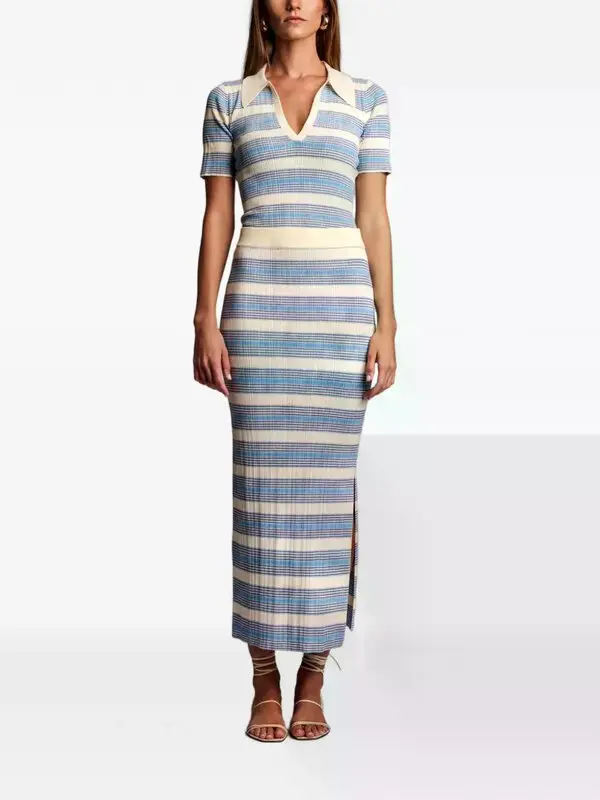 HEVRON Horizontal-stripe Ribbed-knit Skirt
