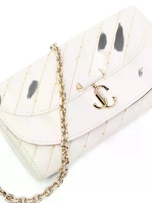 JIMMY CHOO Jc Logo Studded Leather Wallet On Chain - White