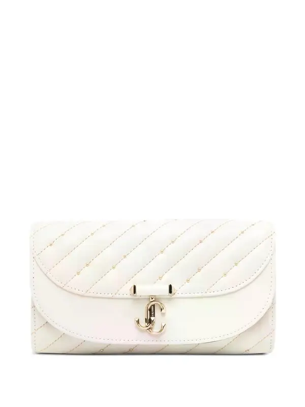 JIMMY CHOO Jc Logo Studded Leather Wallet On Chain - White