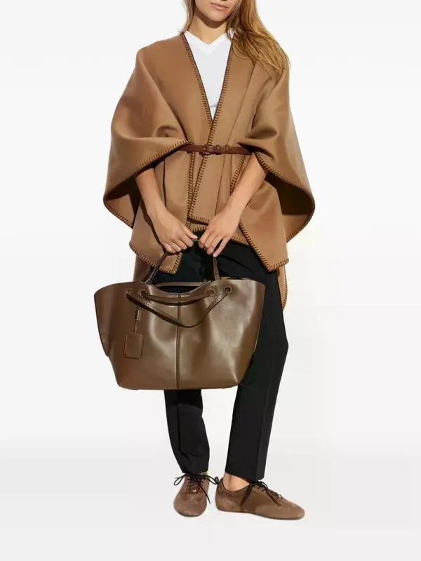 Max Mara Belted Whipstitch-trim Poncho
