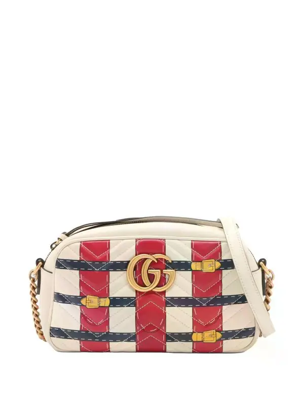 Gucci 2000-2015 Small Gg Marmont Matelasse Leather Trompe L Oeil Crossbody Bag - White