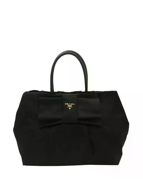 Prada 2000-2013 Tessuto Fiocco Bow Tote Bag - Black