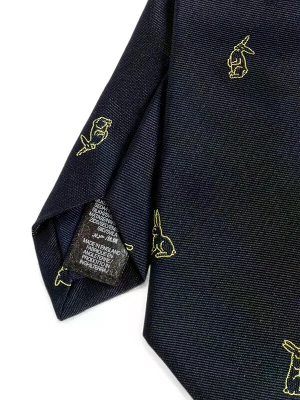 Paul Smith Rabbit-embroidered Silk Tie - Blue