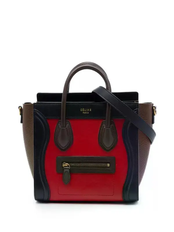 Celine 2015 Nano Tricolor Leather Luggage Tote Satchel - Multicolour
