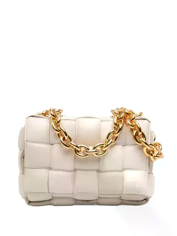 Bottega Veneta 2012-2026 Nappa Intrecciato Padded Chain Cassette Satchel - White