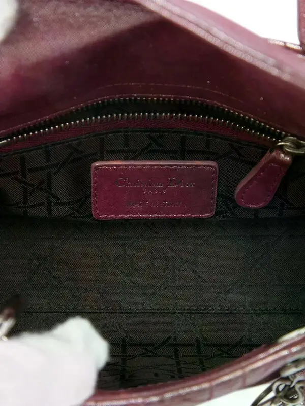Dior Mini Iridescent Lambskin Cannage Lady Satchel - Pink