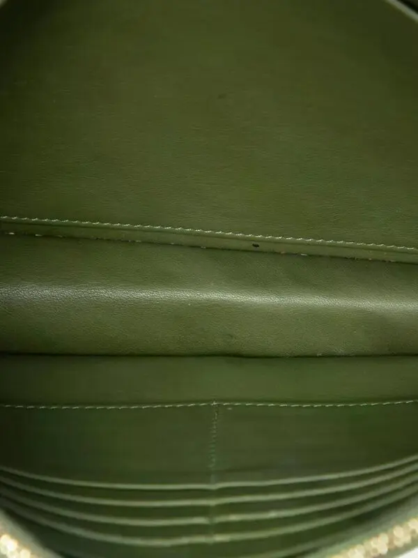 Celine Bicolor Leather Frame Wallet On Chain Crossbody Bag - Green