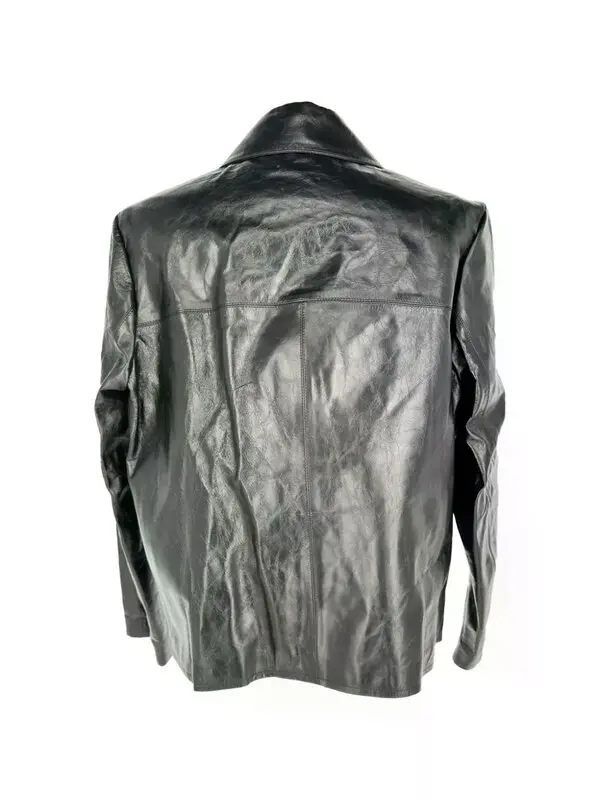 AMI Paris Single-breasted Leather Blazer - Black