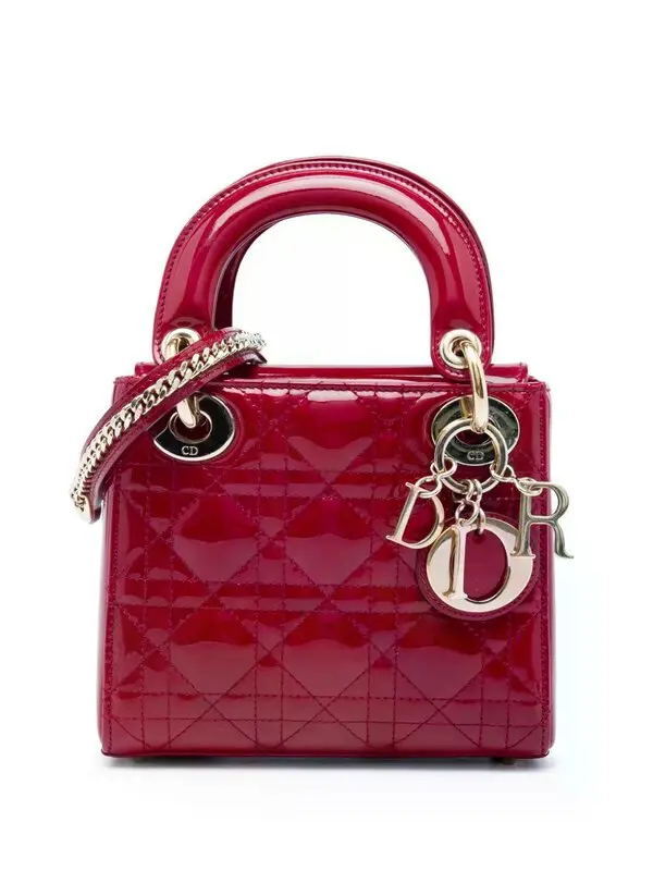 Dior 2017 Mini Patent Cannage Lady Satchel - Red