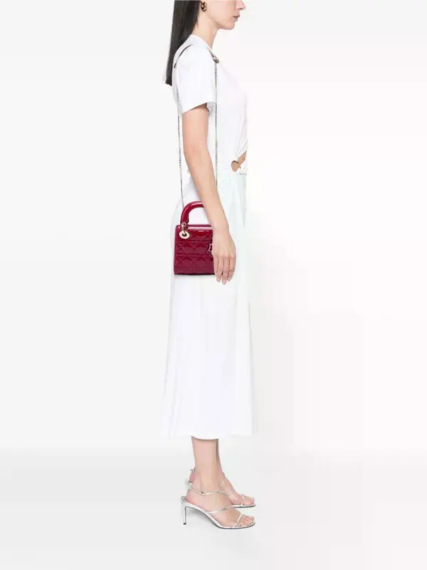 Dior Mini Patent Cannage Lady Satchel - Red