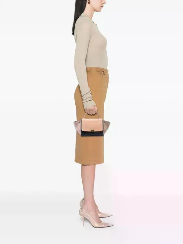 Celine Leather Trapeze Satchel - Black