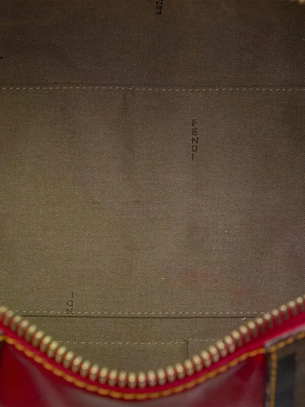 Fendi Zucca Trimmed Coated Canvas Mixed Media Boston Bag