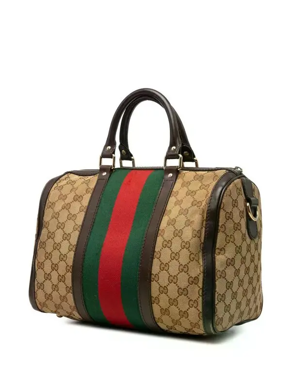 Gucci Medium Gg Canvas Web Joy Boston Bag Satchel - Neutrals