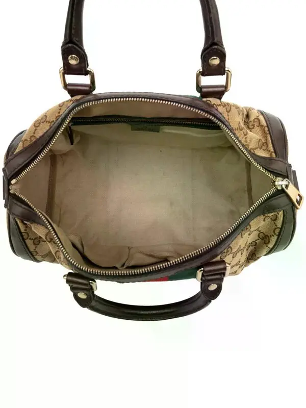 Gucci Medium Gg Canvas Web Joy Boston Bag Satchel - Neutrals