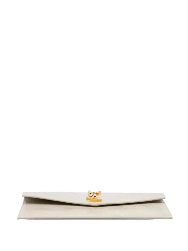 Saint Laurent Croc Embossed Leather Uptown Pouch Clutch - Brown