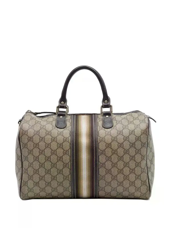 Gucci Gg Supreme Joy Web Boston Bag - Neutrals