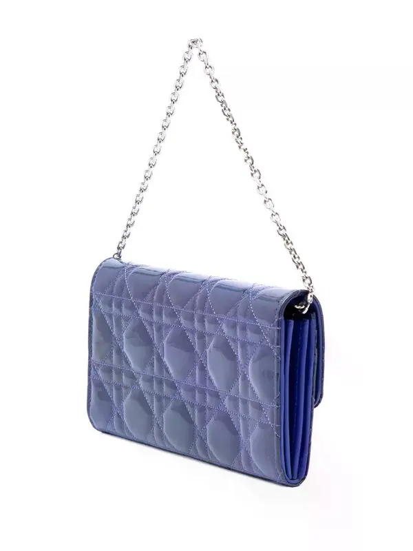 Dior Patent Cannage Miss Wallet On Chain Handbag - Blue