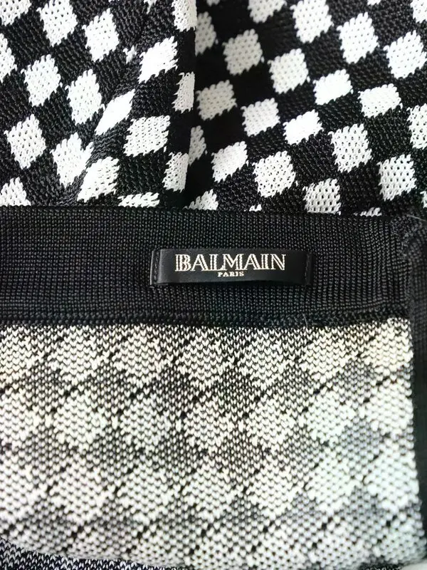 Balmain Checked Pencil Mini Skirt