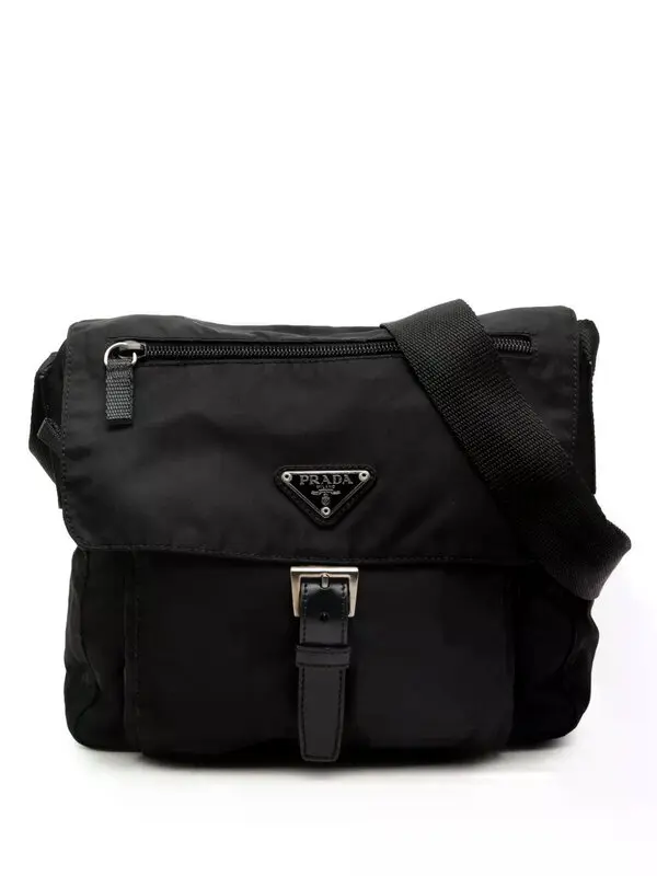 Prada 2000-2013 Tessuto Zip Buckle Messenger Bag Crossbody Bag - Black