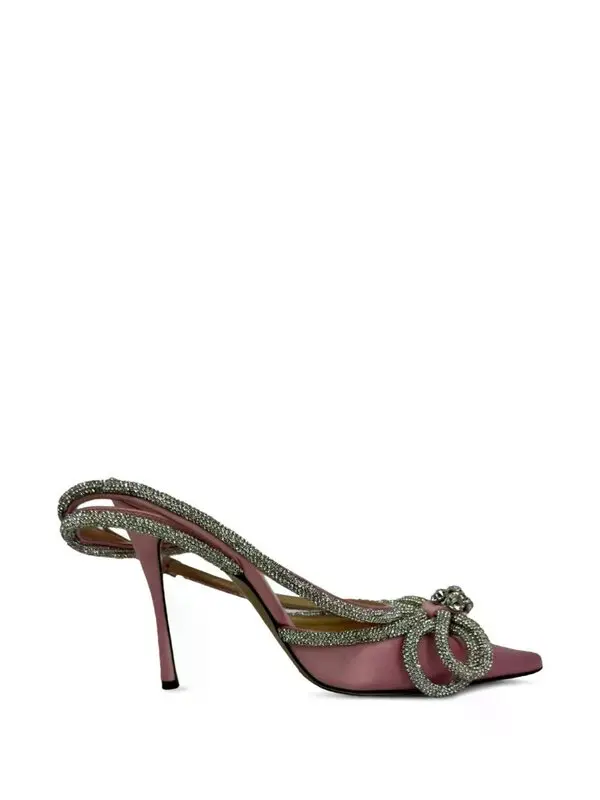 Mach & Mach Double Bow Ankle Strap Pumps - Pink