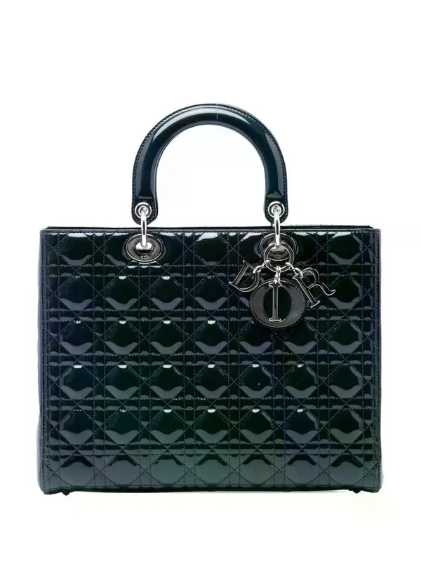 Dior 2011 Large Patent Cannage Lady Satchel - Blue