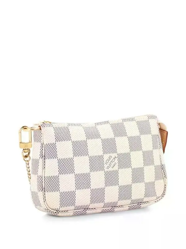 LOUIS VUITTON Pochette Accessoires Damier Mini Clutch Bag - White