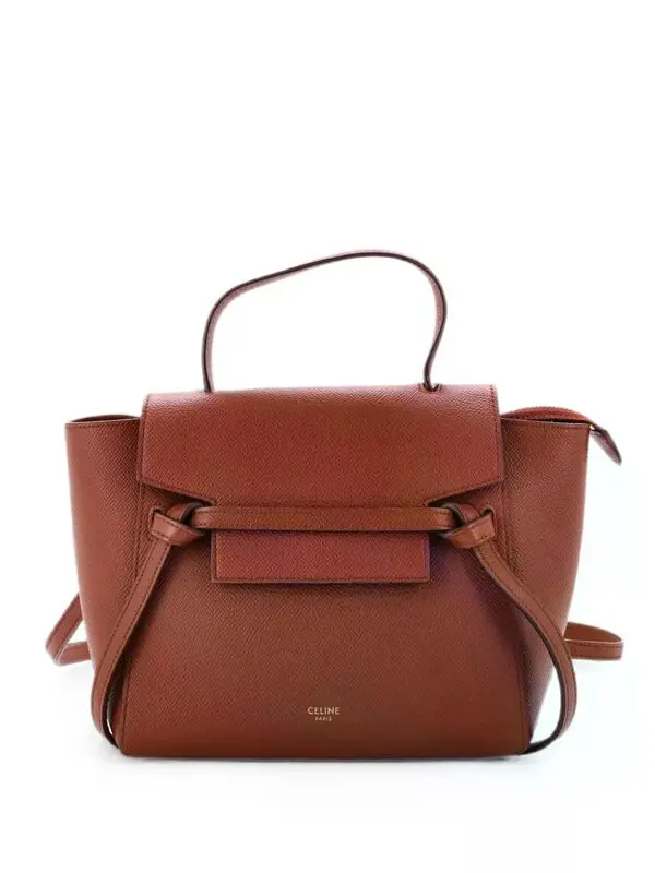 Celine Belt Bag Textured Leather Nano Shoulder Bag - Brown