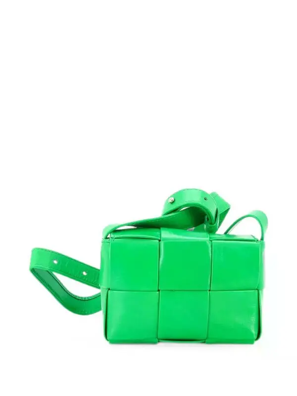 Bottega Veneta Cassette Maxi Intrecciato Leather Candy Crossbody Bag - Green