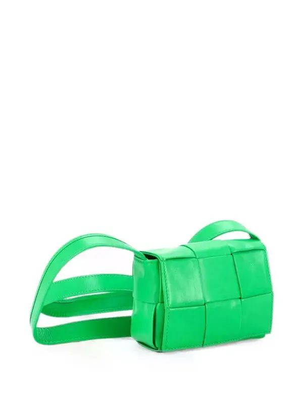 Bottega Veneta Cassette Maxi Intrecciato Leather Crossbody Bag - Green